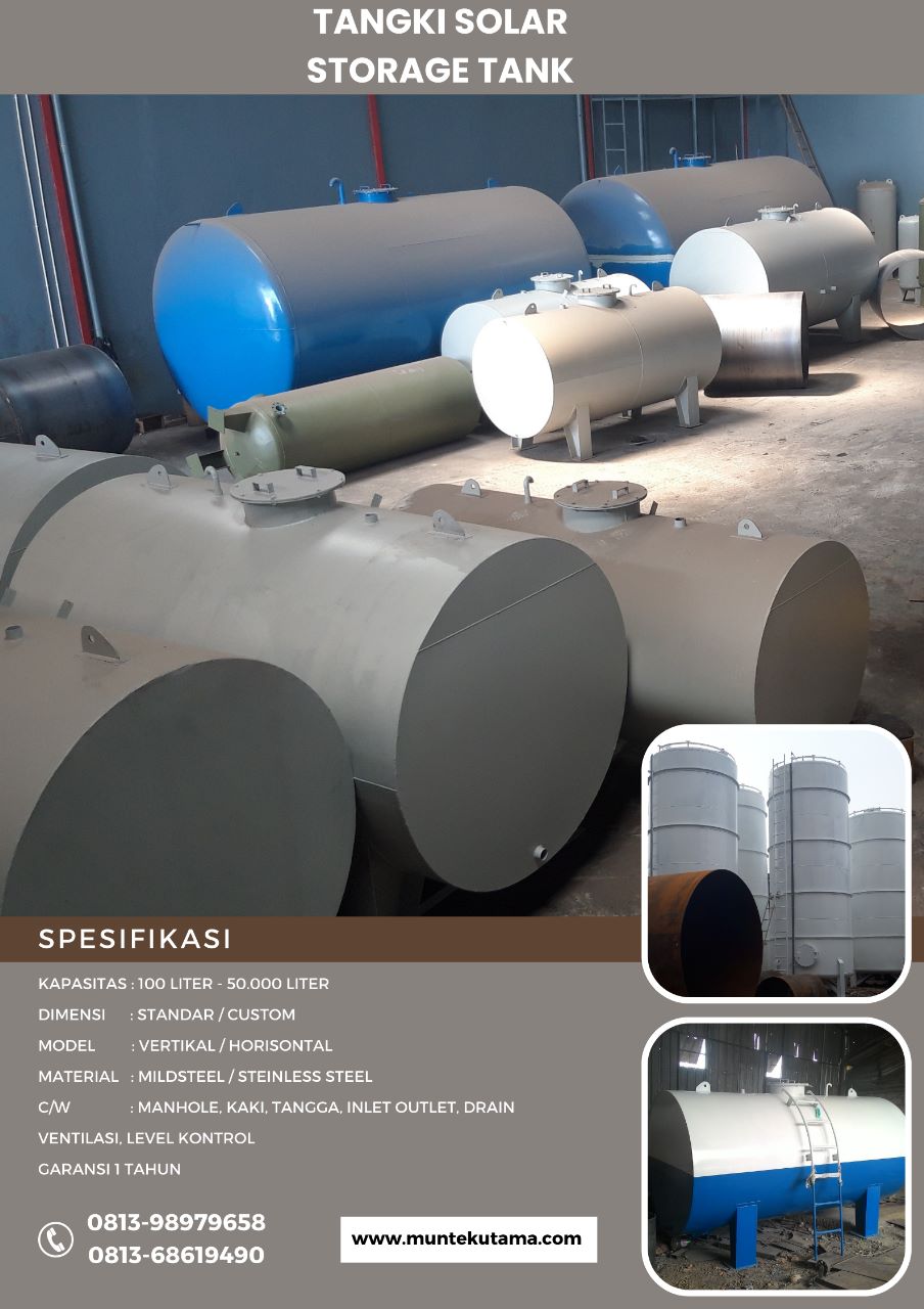 Tangki Solar Kapasitas 10000 Liter - PT. Muntek Berkah Utama